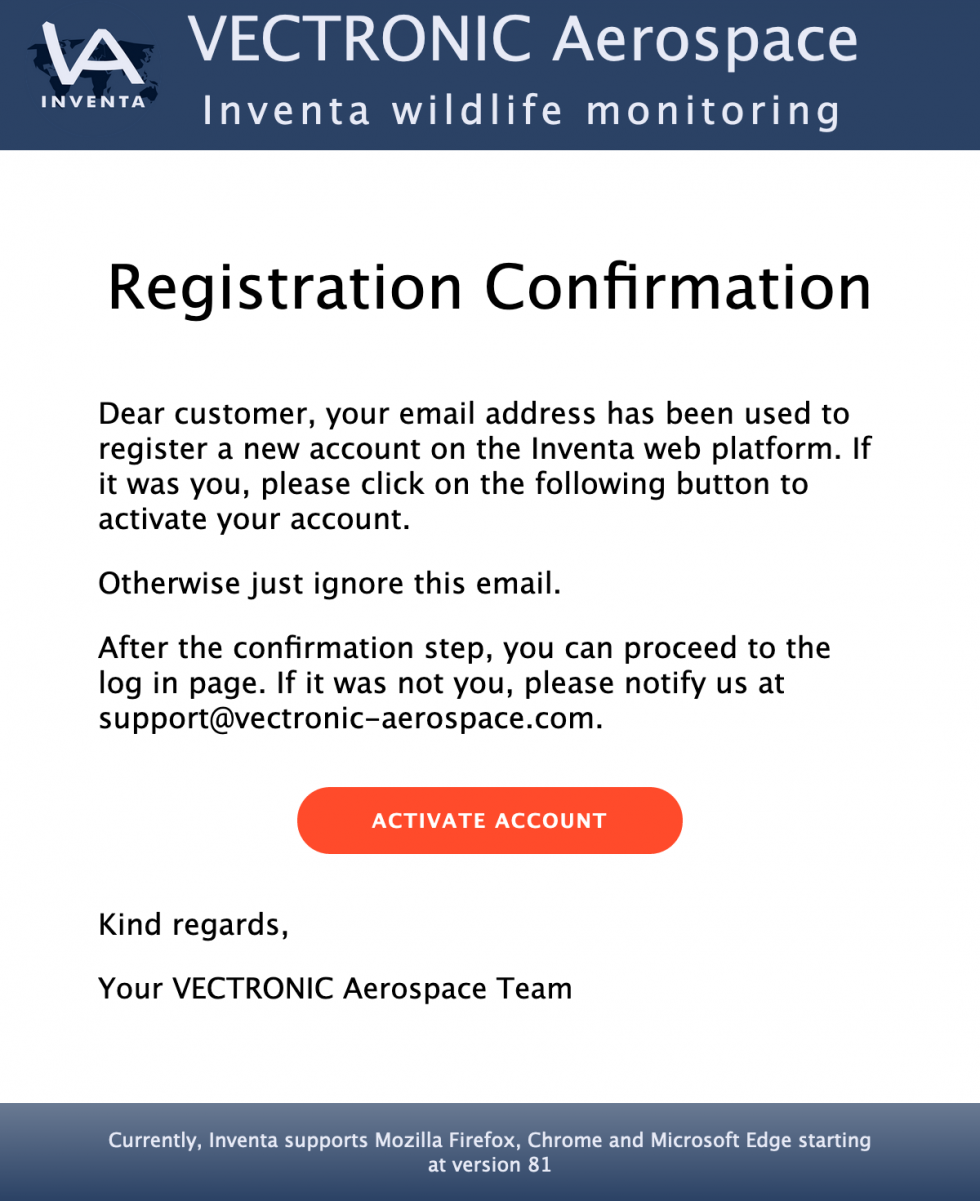 Create a new account - Vectronic Aerospace