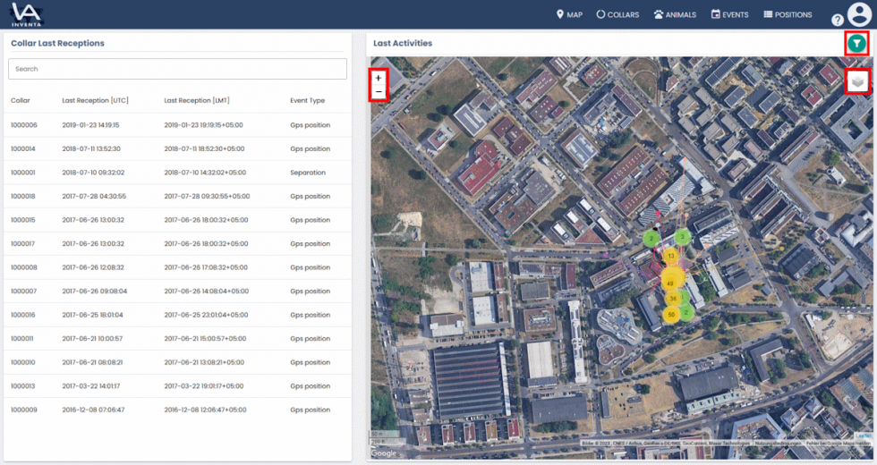 View positions of your Collars on a map - Vectronic Aerospace