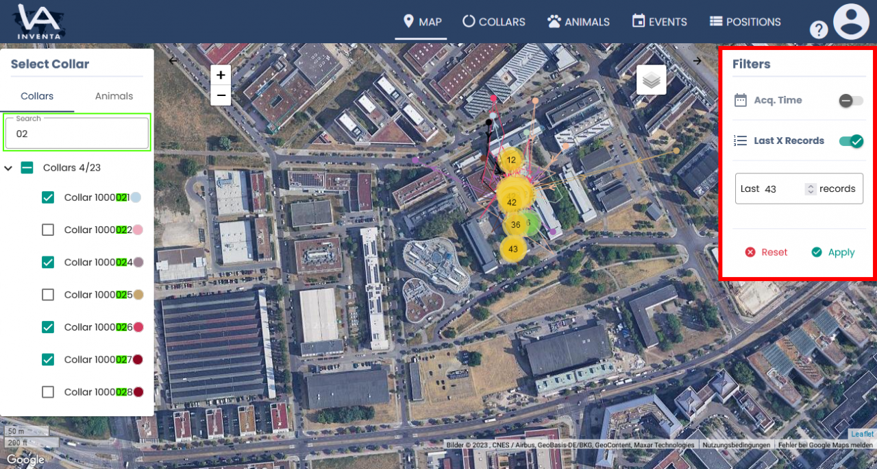 View positions of your Collars on a map - Vectronic Aerospace